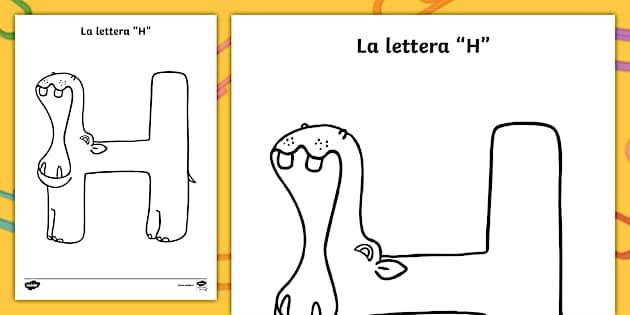 Poster della lettera H da colorare