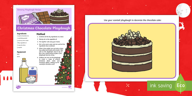 Christmas Chocolate Playdough Recipe and Playdough Mat