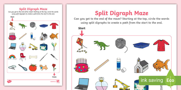 Split Digraph Phonics Maze (teacher made) - Twinkl