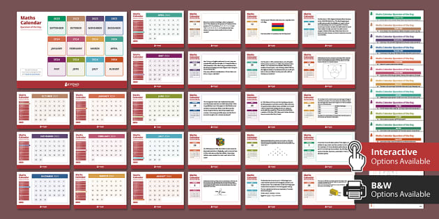 👉 Maths Calendar Question of the Day (teacher made)