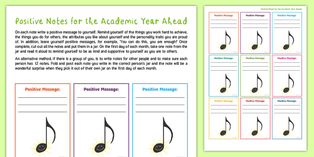 Staff Wellbeing Positive Notes for the Academic Year Ahead Template