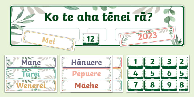 Botanical-Themed Todays Date Display Pack - Te Reo Māori