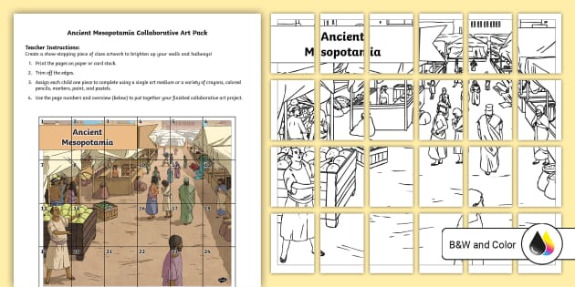 Ancient Mesopotamia Collaborative Art Pack for 6th-8th Grade