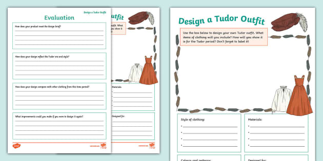 Design a Tudor Outfit Worksheet - Twinkl