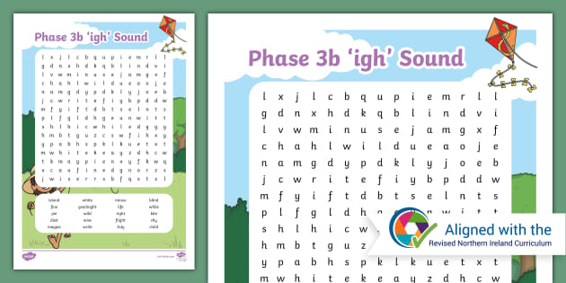 Northern Ireland Linguistic Phonics Phase 3b 'igh' Word Search