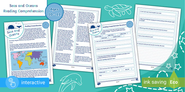 Year 6 Seas and Oceans Reading Comprehension (Ages 10 - 11)
