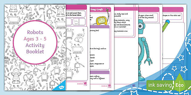 Robots Activity Booklet (Ages 3 - 5) (teacher made)
