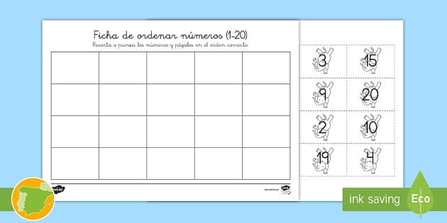 Ficha de actividad: Ordenar números - Un elefante se balanceaba