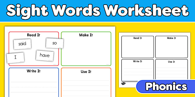 Sight Word Practice Worksheet | Twinkl USA