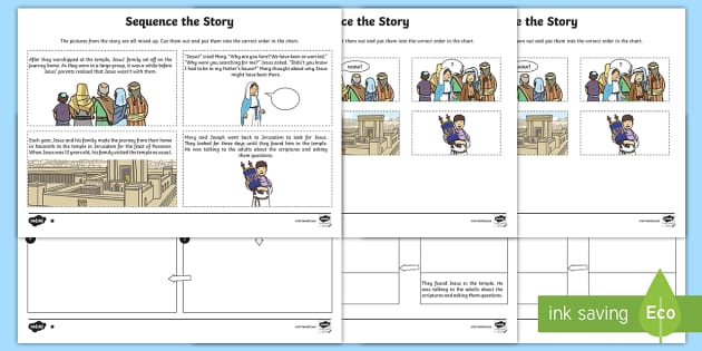 Sequencing Picture of Jesus Teaching in the Temple Cards