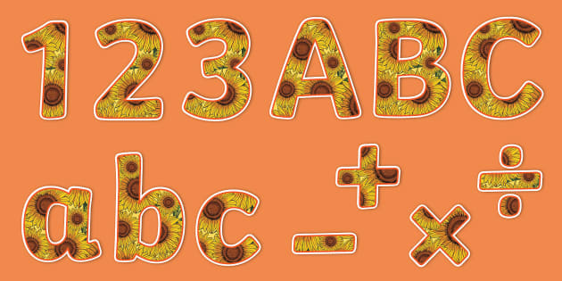 Sunflower Patch Bulletin Board Letters and Numbers - Twinkl