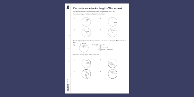 Arc Measure Worksheet