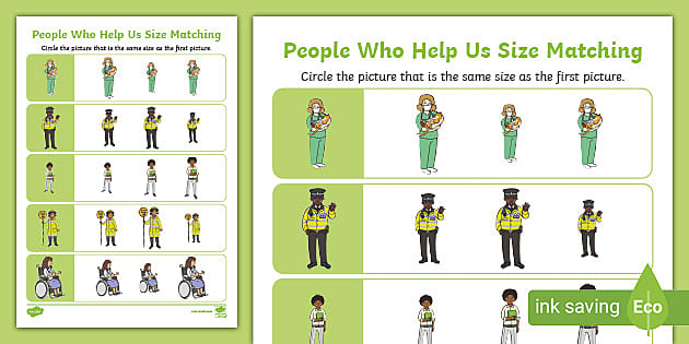 People Who Help Us Size Matching Worksheet (Teacher-Made)