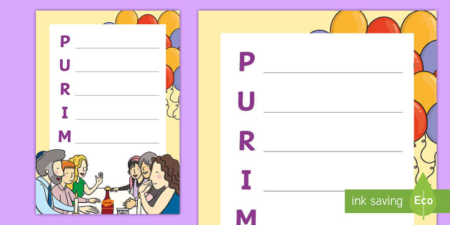 Purim Acrostic Poem (teacher made)
