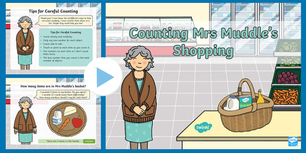 Counting Mrs Muddle's Shopping PowerPoint (teacher made)