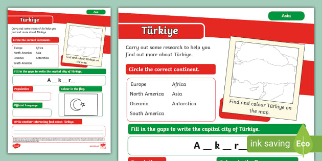 KS1 Türkiye Research Activity (Hecho por educadores)