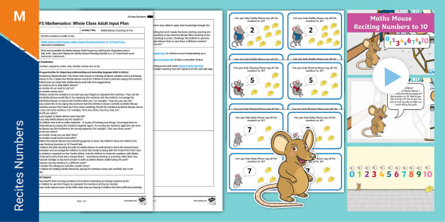 Kindergarten Maths: Maths Mouse Counting to 10 Adult Input Plan