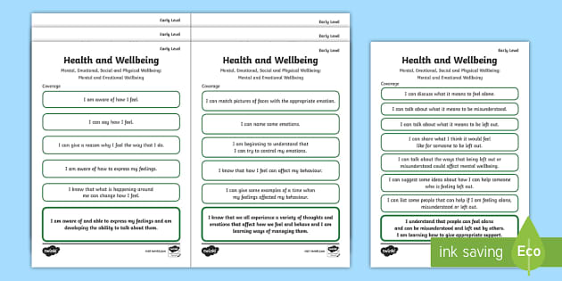 CfE Early Level Health and Wellbeing (Mental and Emotional Wellbeing) CfE Early Level Health and Wellbeing (Mental and Emotional Wellbeing)