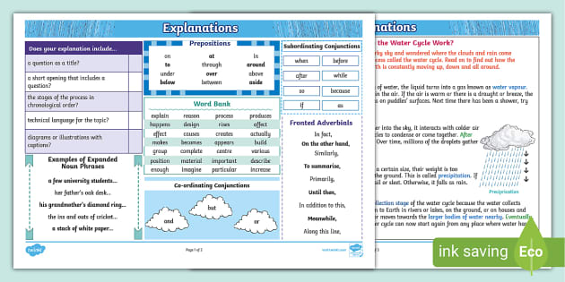 LKS2 Writing: Explanations Knowledge Organiser