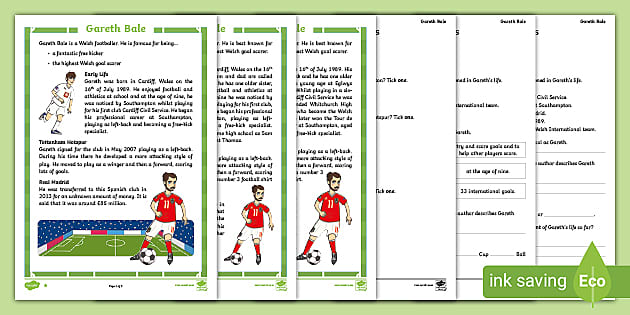 Gareth Bale Differentiated Reading Comprehension PS2