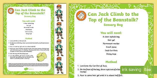 Can Jack climb to the top of the Beanstalk? Sensory Bag