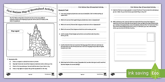 First Nations Map of Queensland Worksheet - Twinkl