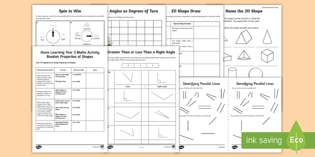 Year 3 Properties of Shapes Learning from Home Maths Activity Pack