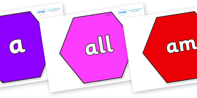 Foundation Stage 2 Keywords on Hexagons
