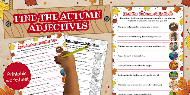 Autumn Find the Adjectives (teacher made) - Twinkl