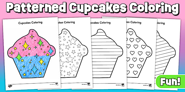Patterned Cupcakes Coloring Pages