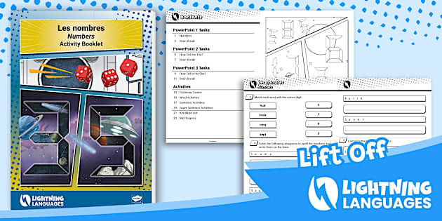👉 Lightning Languages French Lift Off Numbers Activity Booklet