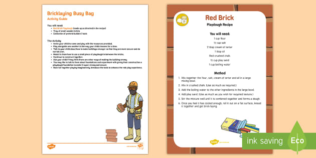 Bricklaying Busy Bag Resource Pack for Parents - Twinkl