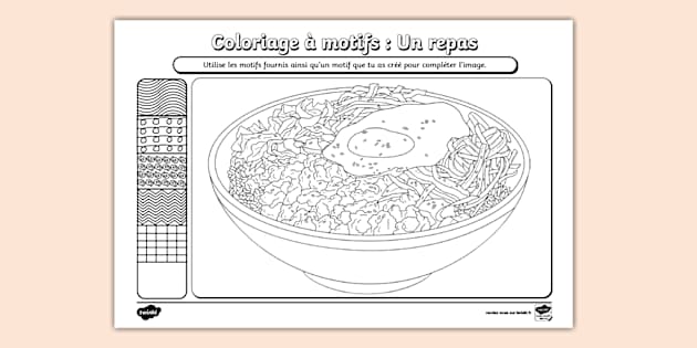 Coloriage à motifs : Un repas - Twinkl Art (Teacher-Made)