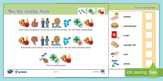 * NEW * Twinkl Symbols: Healthy and Unhealthy Worksheet