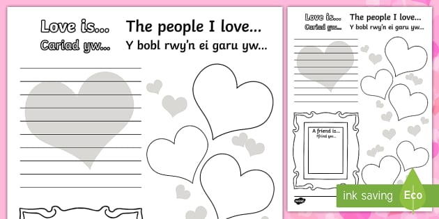 Valentine's Day Worksheet English/Welsh (Teacher-made)