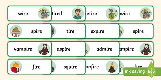 Phase 3 'ire' Word Cards (teacher made)