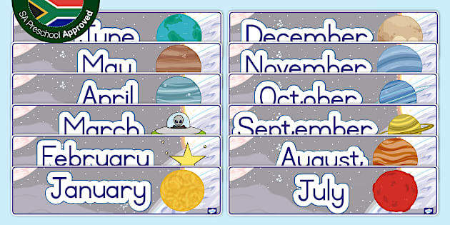 Space-Themed Months of the Year Display Banners - Twinkl