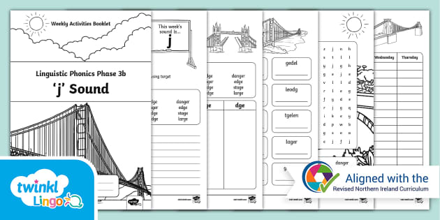 Northern Ireland Linguistic Phonics Phase 3b 'j' Sound Weekly Activities