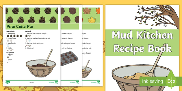 Autumn Pine Cone Pie Mud Kitchen Recipe Booklet - our mud kitchen recipe