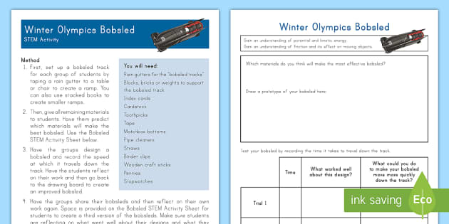 Bobsled STEAM Activity (teacher made)