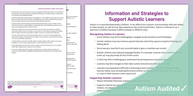 Information and Strategies to Support Autistic Learners