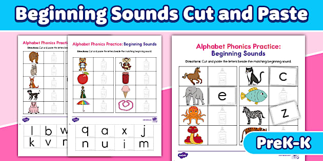 Alphabet Phonics Practice Beginning Sounds Worksheets