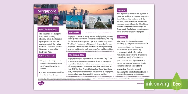 Singapore Fact File (teacher made) - Twinkl