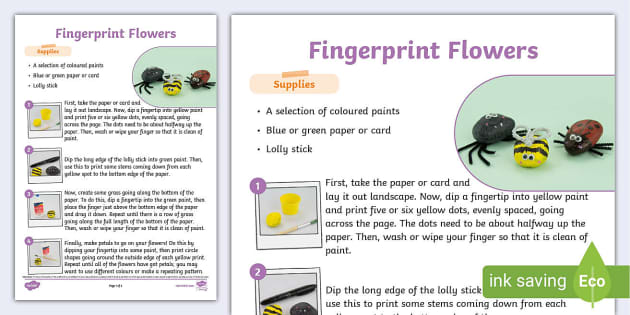 Fingerprint Flowers - Craft Instructions (Teacher-Made)