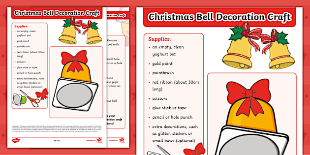 Christmas Bell Decoration Craft Instructions - Twinkl