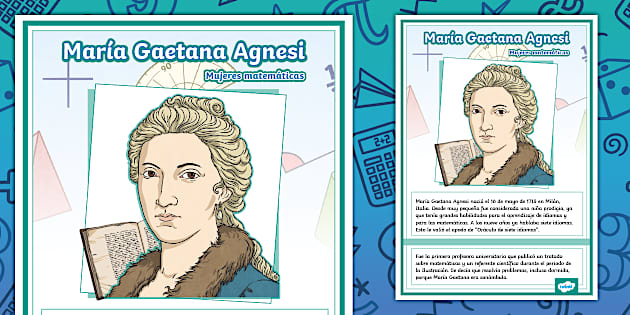 Póster: María Gaetana Agnesi - Mujeres matemáticas
