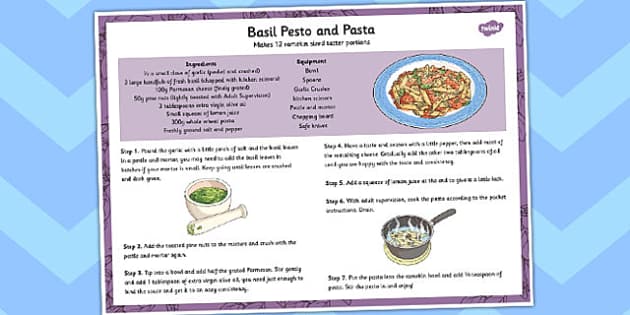 Basil Pesto and Pasta Recipe (teacher made)