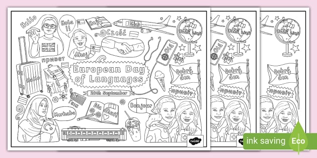European Day of Languages Poster | Doodle Colouring Pages
