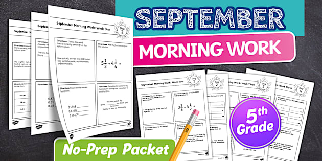 Fifth Grade September Morning Work Bundle (teacher made)