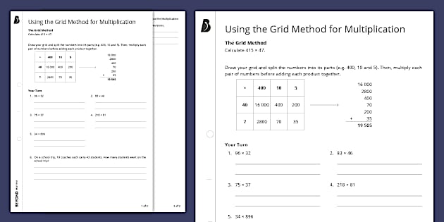 👉 Grid Method Of Multiplication Worksheet Teacher Made